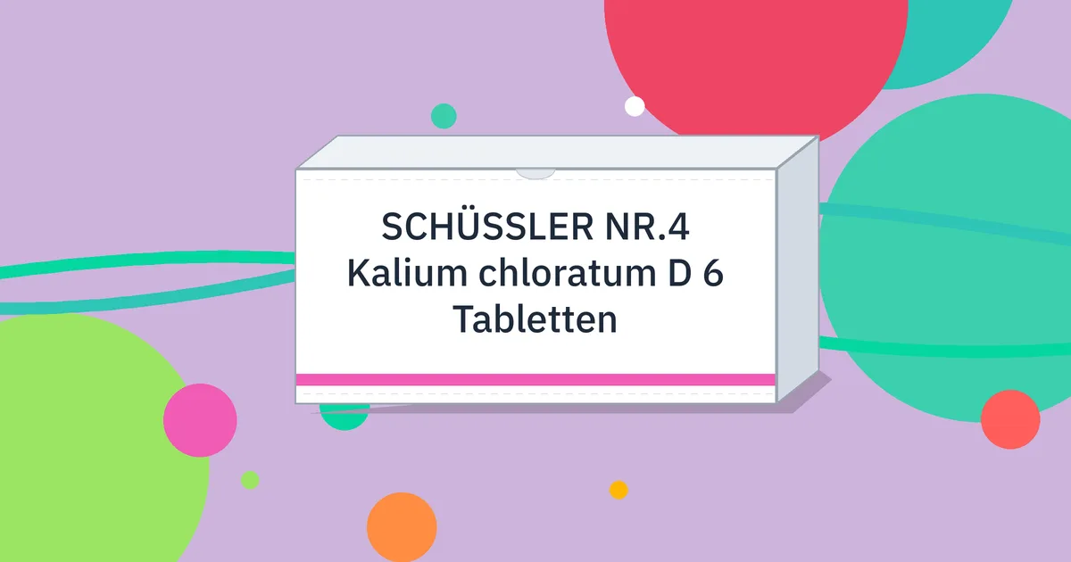 Symbolbild: Packung mit der Aufschrift SCHÜSSLER NR.4 Kalium chloratum D 6 Tabletten (PZN 10990423) – Verfügbarkeit und Bezug in Apotheken in Frankfurt am Main
