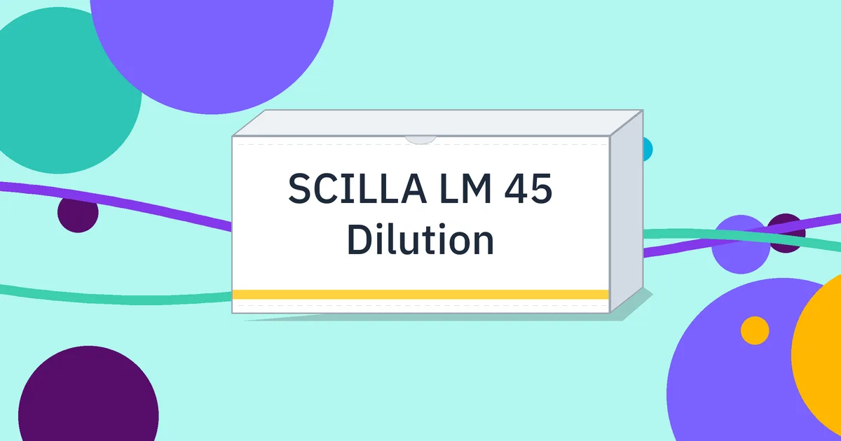 Symbolbild: Packung mit der Aufschrift SCILLA LM 45 Dilution (PZN 13184220) – Verfügbarkeit und Bezug in Apotheken in Frankfurt am Main