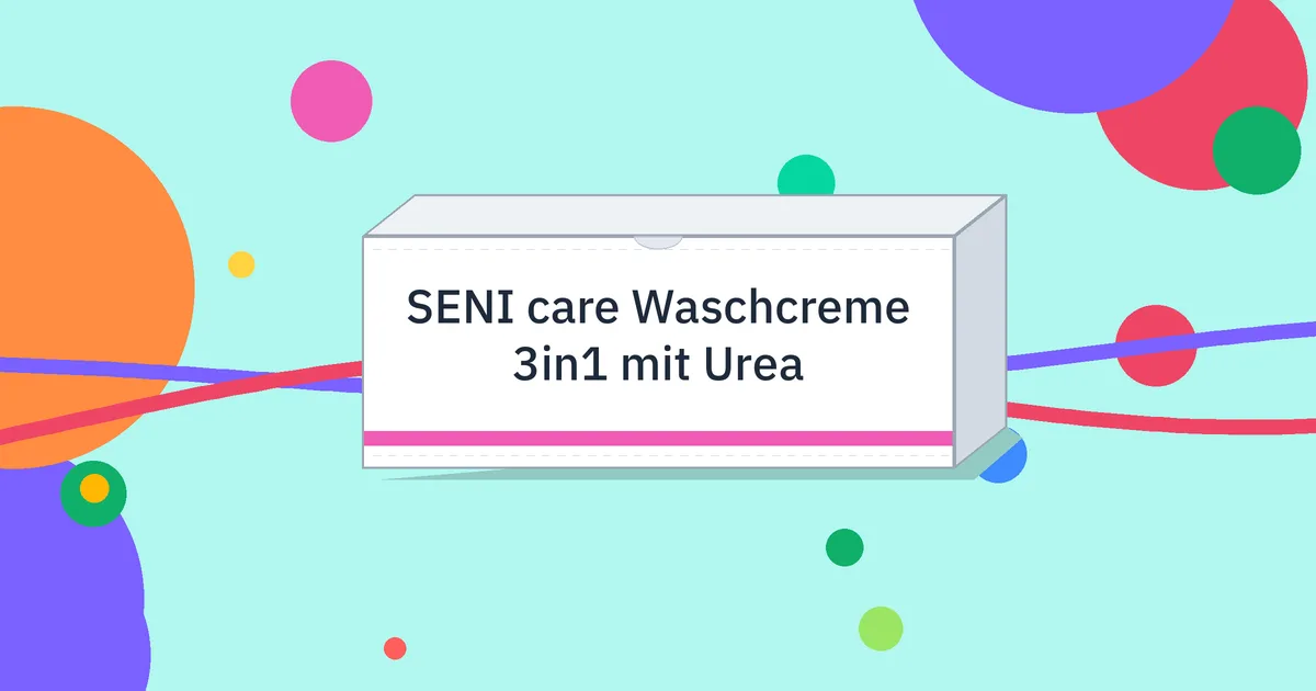 Symbolbild: Packung mit der Aufschrift SENI care Waschcreme 3in1 mit Urea (PZN 19697469) – Verfügbarkeit und Bezug in Apotheken in Frankfurt am Main