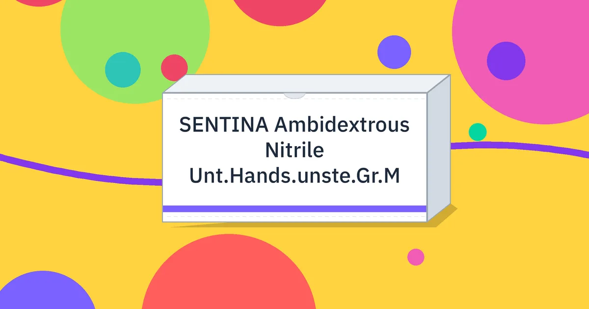 Symbolbild: Packung mit der Aufschrift SENTINA Ambidextrous Nitrile Unt.Hands.unste.Gr.M (PZN 10071751) – Verfügbarkeit und Bezug in Apotheken in Frankfurt am Main