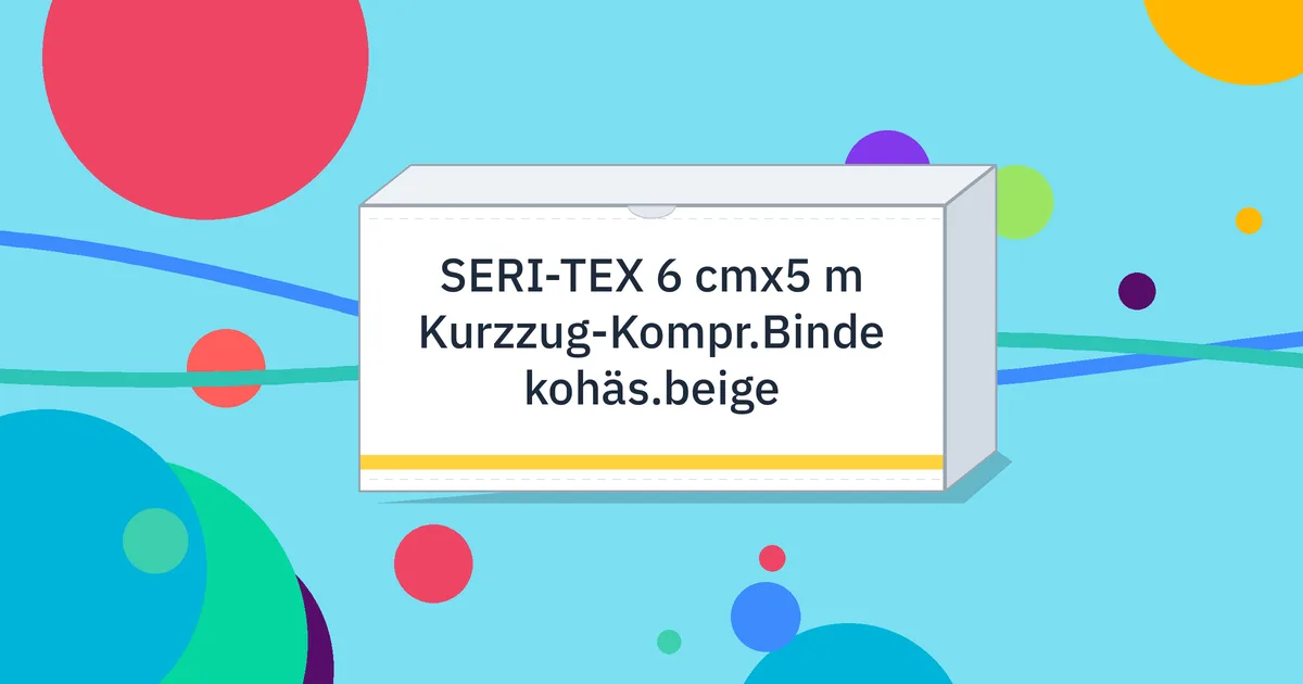 Symbolbild: Packung mit der Aufschrift SERI-TEX 6 cmx5 m Kurzzug-Kompr.Binde kohäs.beige (PZN 20891544) – Verfügbarkeit und Bezug in Apotheken in Frankfurt am Main