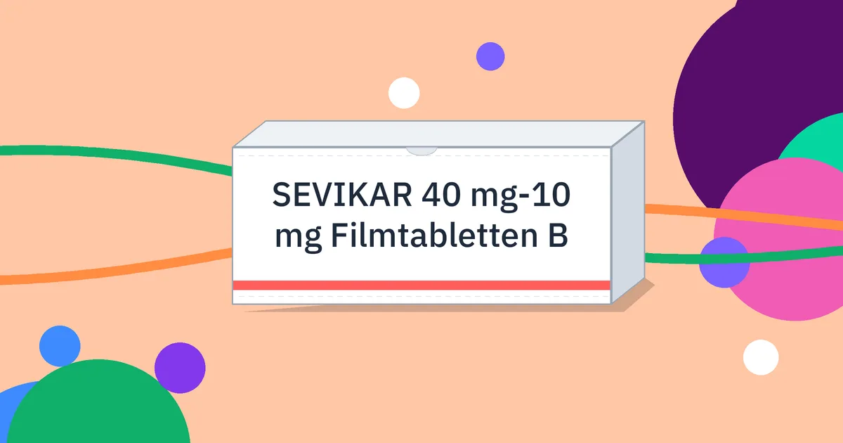 Symbolbild: Packung mit der Aufschrift SEVIKAR 40 mg-10 mg Filmtabletten B (PZN 04712720) – Verfügbarkeit und Bezug in Apotheken in Frankfurt am Main