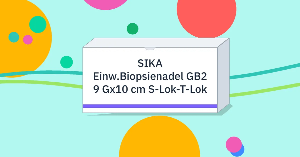 Symbolbild: Packung mit der Aufschrift SIKA Einw.Biopsienadel GB2 9 Gx10 cm S-Lok-T-Lok (PZN 20283425) – Verfügbarkeit und Bezug in Apotheken in Frankfurt am Main