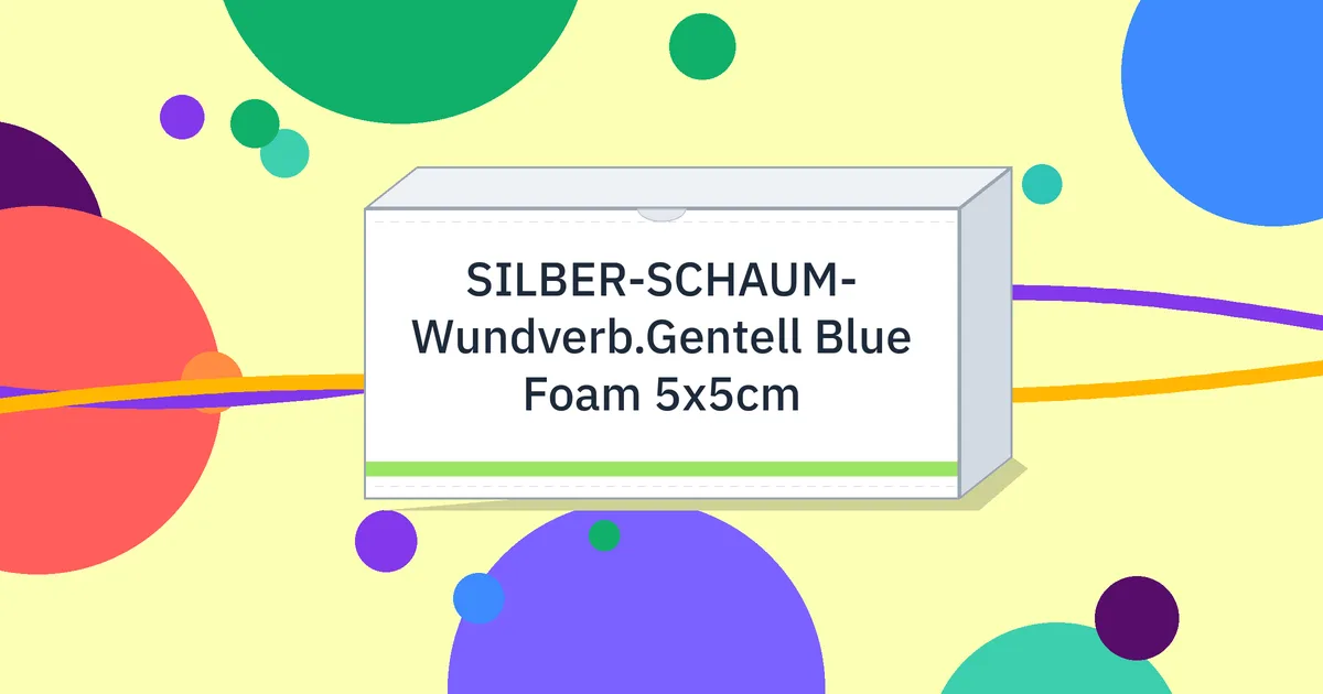 Symbolbild: Packung mit der Aufschrift SILBER-SCHAUM-Wundverb.Gentell Blue Foam 5x5cm (PZN 20935342) – Verfügbarkeit und Bezug in Apotheken in Frankfurt am Main