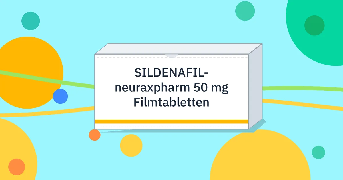 Symbolbild: Packung mit der Aufschrift SILDENAFIL-neuraxpharm 50 mg Filmtabletten (PZN 11241132) – Verfügbarkeit und Bezug in Apotheken in Frankfurt am Main