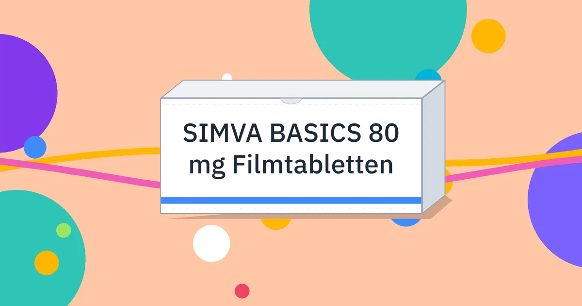 Symbolbild: Packung mit der Aufschrift SIMVA BASICS 80 mg Filmtabletten (PZN 07021896) – Verfügbarkeit und Bezug in Apotheken in Frankfurt am Main