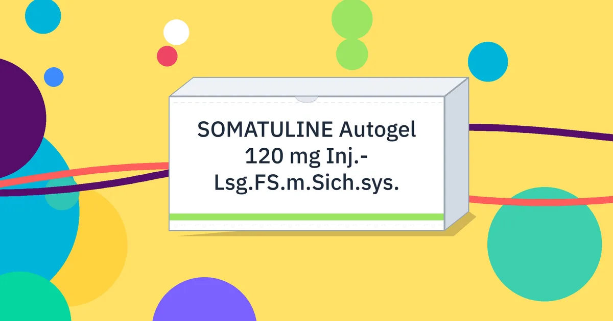 Symbolbild: Packung mit der Aufschrift SOMATULINE Autogel 120 mg Inj.-Lsg.FS.m.Sich.sys. (PZN 17668995) – Verfügbarkeit und Bezug in Apotheken in Frankfurt am Main