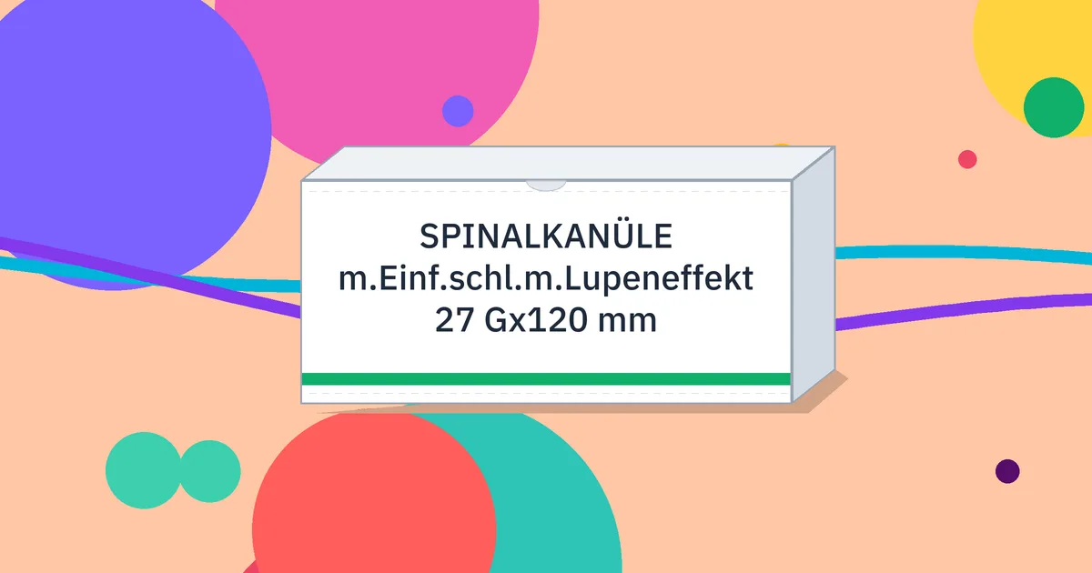 Symbolbild: Packung mit der Aufschrift SPINALKANÜLE m.Einf.schl.m.Lupeneffekt 27 Gx120 mm (PZN 03949928) – Verfügbarkeit und Bezug in Apotheken in Frankfurt am Main
