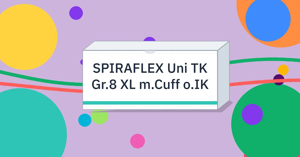 Symbolbild: Packung mit der Aufschrift SPIRAFLEX Uni TK Gr.8 XL m.Cuff o.IK (PZN 12597003) – Verfügbarkeit und Bezug in Apotheken in Frankfurt am Main