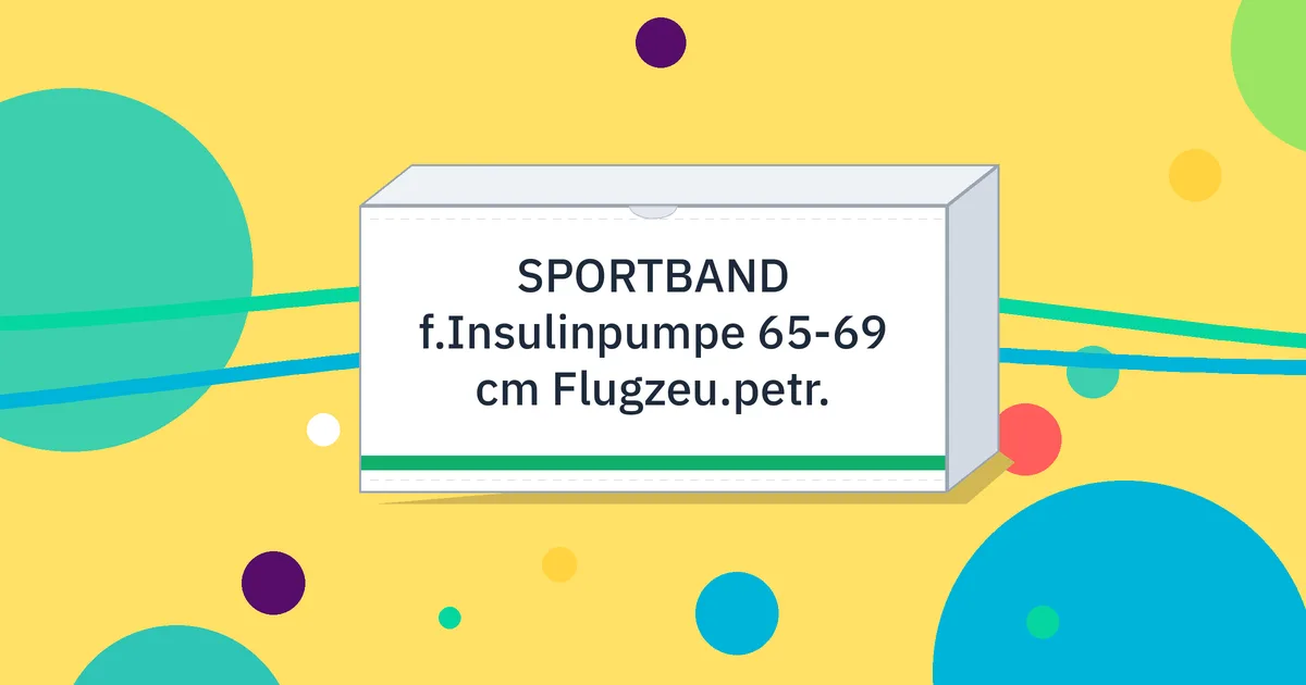 Symbolbild: Packung mit der Aufschrift SPORTBAND f.Insulinpumpe 65-69 cm Flugzeu.petr. (PZN 13916172) – Verfügbarkeit und Bezug in Apotheken in Frankfurt am Main