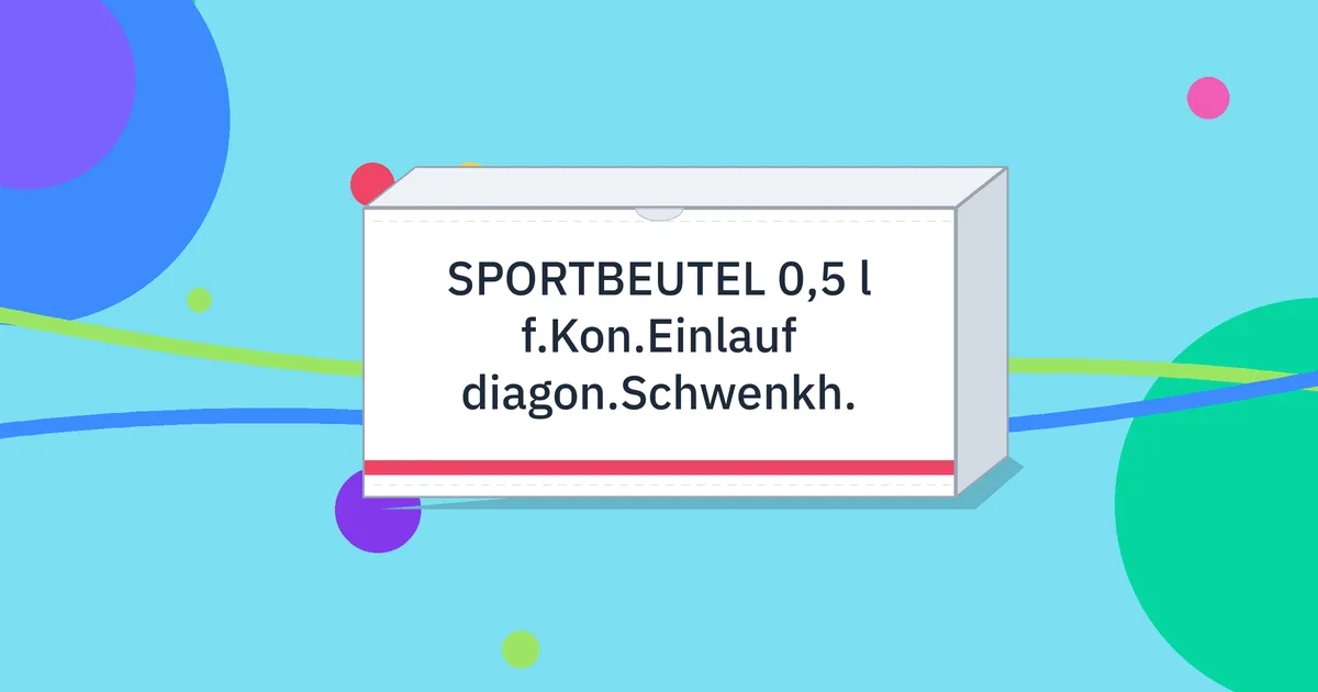 Symbolbild: Packung mit der Aufschrift SPORTBEUTEL 0,5 l f.Kon.Einlauf diagon.Schwenkh. (PZN 06097288) – Verfügbarkeit und Bezug in Apotheken in Frankfurt am Main