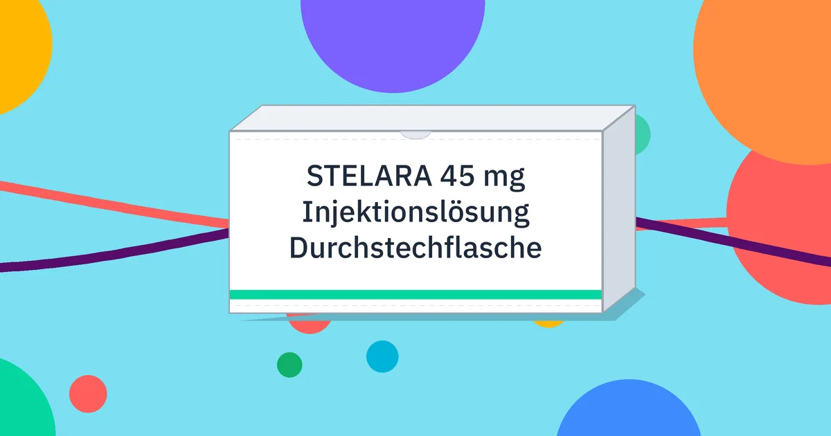 Symbolbild: Packung mit der Aufschrift STELARA 45 mg Injektionslösung Durchstechflasche (PZN 15232207) – Verfügbarkeit und Bezug in Apotheken in Frankfurt am Main
