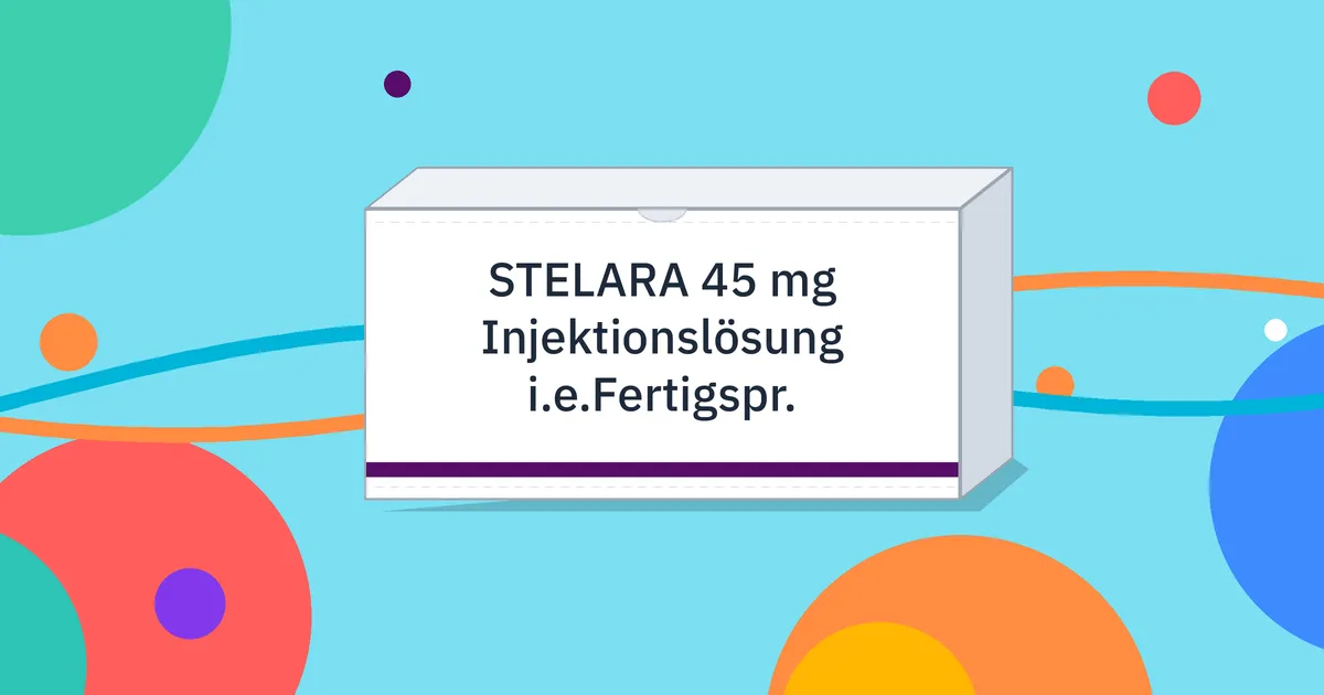 Symbolbild: Packung mit der Aufschrift STELARA 45 mg Injektionslösung i.e.Fertigspr. (PZN 16870542) – Verfügbarkeit und Bezug in Apotheken in Frankfurt am Main