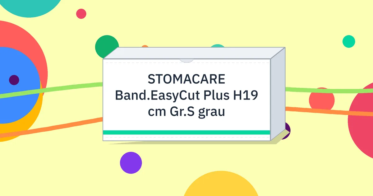 Symbolbild: Packung mit der Aufschrift STOMACARE Band.EasyCut Plus H19 cm Gr.S grau (PZN 16314568) – Verfügbarkeit und Bezug in Apotheken in Frankfurt am Main