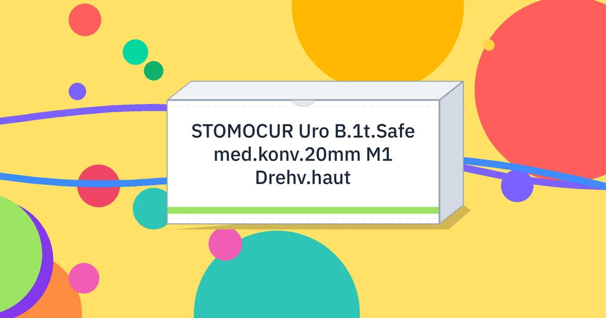 Symbolbild: Packung mit der Aufschrift STOMOCUR Uro B.1t.Safe med.konv.20mm M1 Drehv.haut (PZN 17557899) – Verfügbarkeit und Bezug in Apotheken in Frankfurt am Main