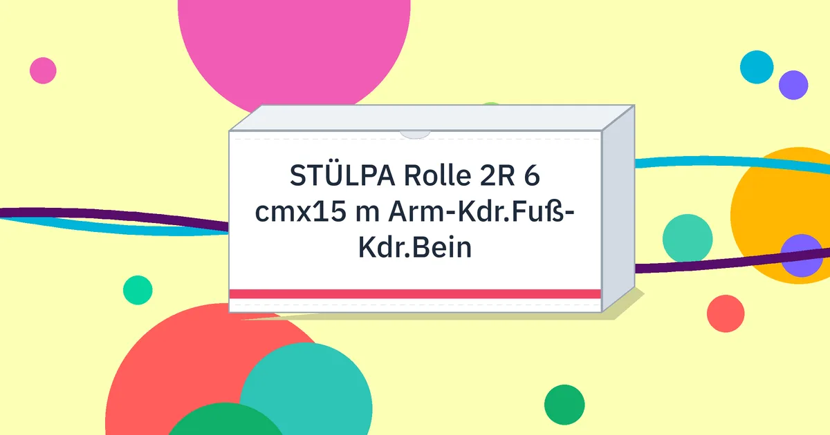 Symbolbild: Packung mit der Aufschrift STÜLPA Rolle 2R 6 cmx15 m Arm-Kdr.Fuß-Kdr.Bein (PZN 13653488) – Verfügbarkeit und Bezug in Apotheken in Frankfurt am Main
