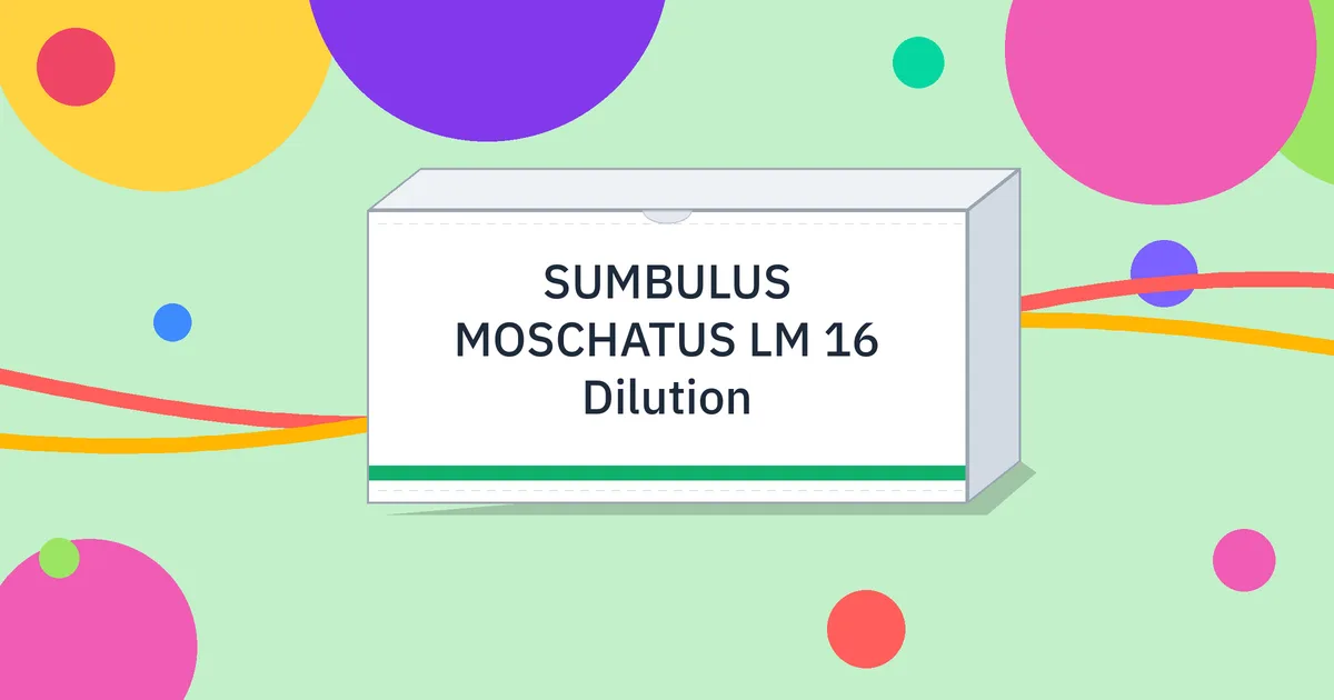 Symbolbild: Packung mit der Aufschrift SUMBULUS MOSCHATUS LM 16 Dilution (PZN 13210868) – Verfügbarkeit und Bezug in Apotheken in Frankfurt am Main