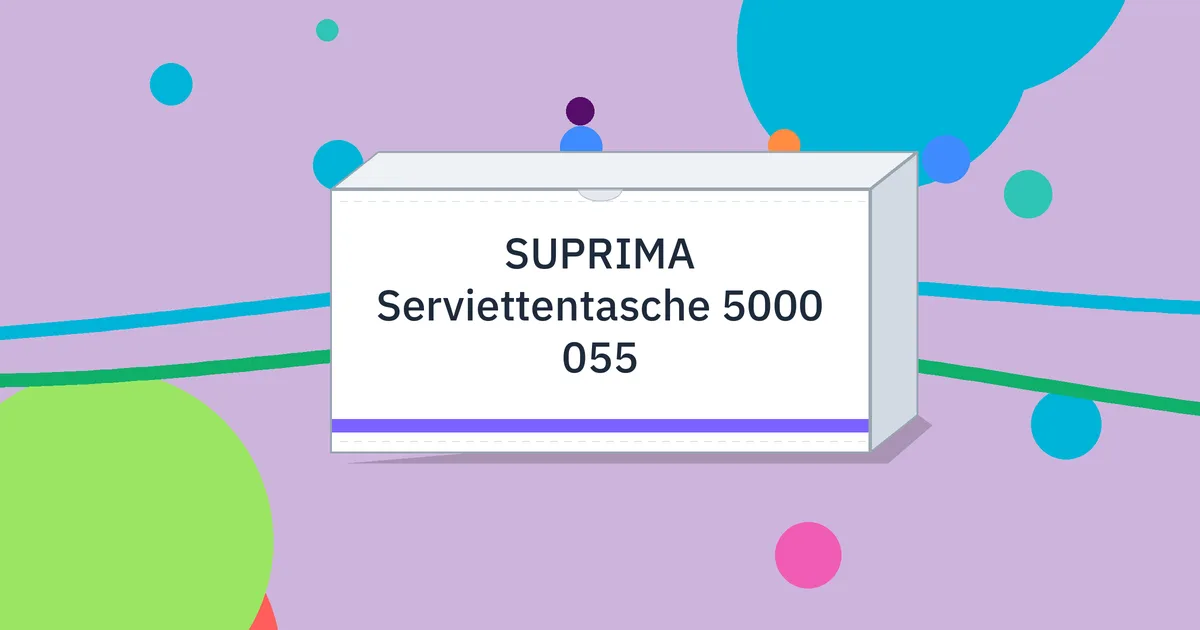Symbolbild: Packung mit der Aufschrift SUPRIMA Serviettentasche 5000 055 (PZN 04657174) – Verfügbarkeit und Bezug in Apotheken in Frankfurt am Main