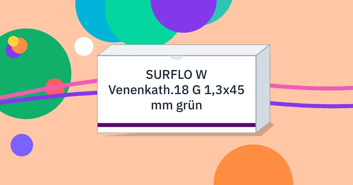 Symbolbild: Packung mit der Aufschrift SURFLO W Venenkath.18 G 1,3x45 mm grün (PZN 18012050) – Verfügbarkeit und Bezug in Apotheken in Frankfurt am Main