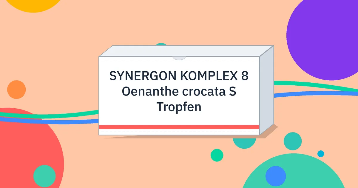 Symbolbild: Packung mit der Aufschrift SYNERGON KOMPLEX 8 Oenanthe crocata S Tropfen (PZN 19825105) – Verfügbarkeit und Bezug in Apotheken in Frankfurt am Main