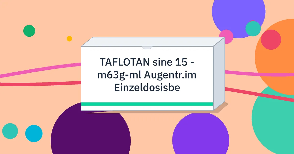 Symbolbild: Packung mit der Aufschrift TAFLOTAN sine 15 -m63g-ml Augentr.im Einzeldosisbe (PZN 10177739) – Verfügbarkeit und Bezug in Apotheken in Frankfurt am Main