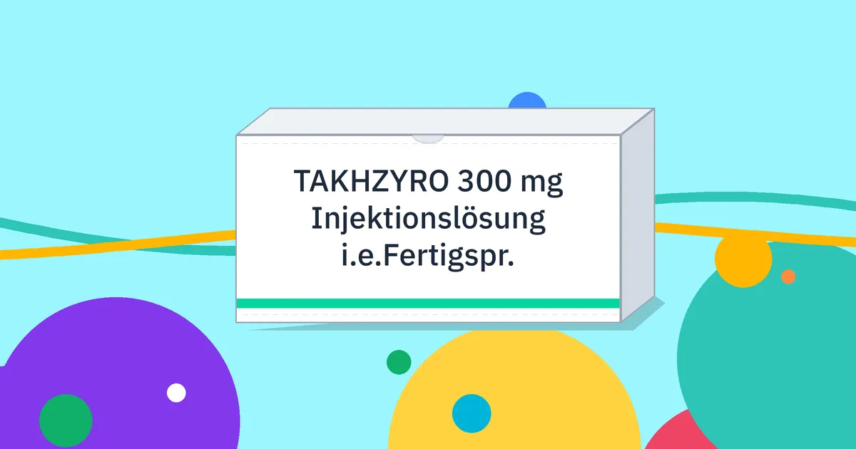 Symbolbild: Packung mit der Aufschrift TAKHZYRO 300 mg Injektionslösung i.e.Fertigspr. (PZN 16736312) – Verfügbarkeit und Bezug in Apotheken in Frankfurt am Main