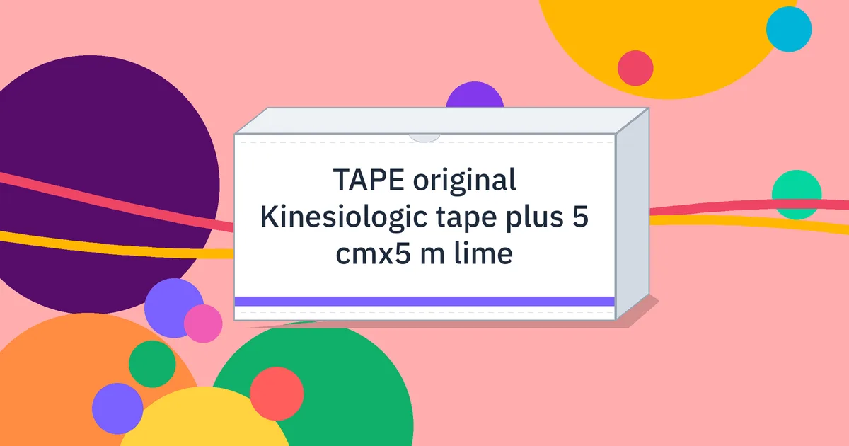 Symbolbild: Packung mit der Aufschrift TAPE original Kinesiologic tape plus 5 cmx5 m lime (PZN 13579556) – Verfügbarkeit und Bezug in Apotheken in Frankfurt am Main