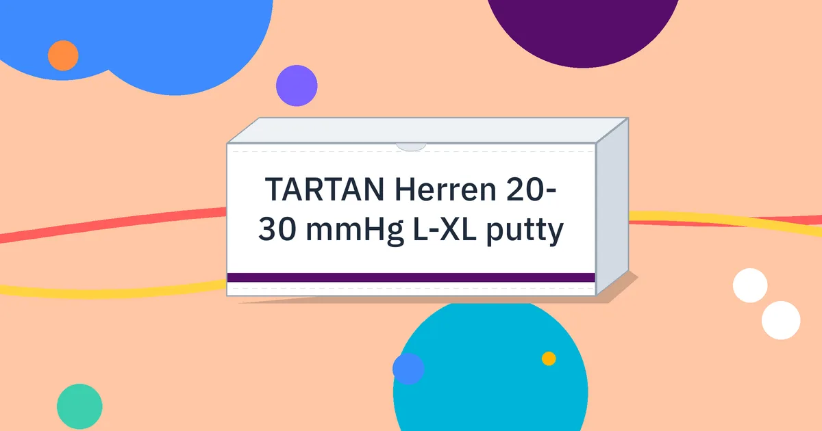 Symbolbild: Packung mit der Aufschrift TARTAN Herren 20-30 mmHg L-XL putty (PZN 20112273) – Verfügbarkeit und Bezug in Apotheken in Frankfurt am Main