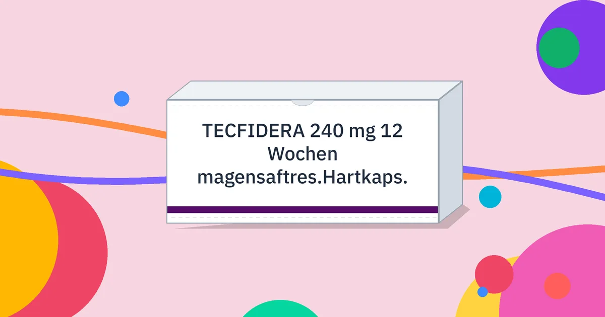 Symbolbild: Packung mit der Aufschrift TECFIDERA 240 mg 12 Wochen magensaftres.Hartkaps. (PZN 10946899) – Verfügbarkeit und Bezug in Apotheken in Frankfurt am Main