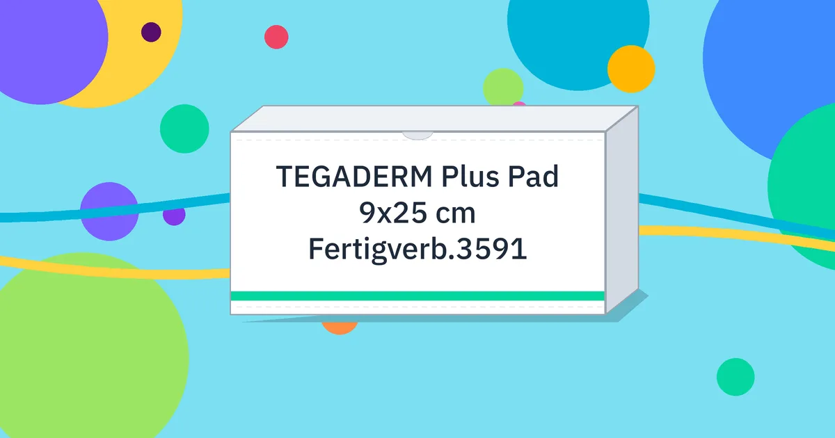 Symbolbild: Packung mit der Aufschrift TEGADERM Plus Pad 9x25 cm Fertigverb.3591 (PZN 13707474) – Verfügbarkeit und Bezug in Apotheken in Frankfurt am Main