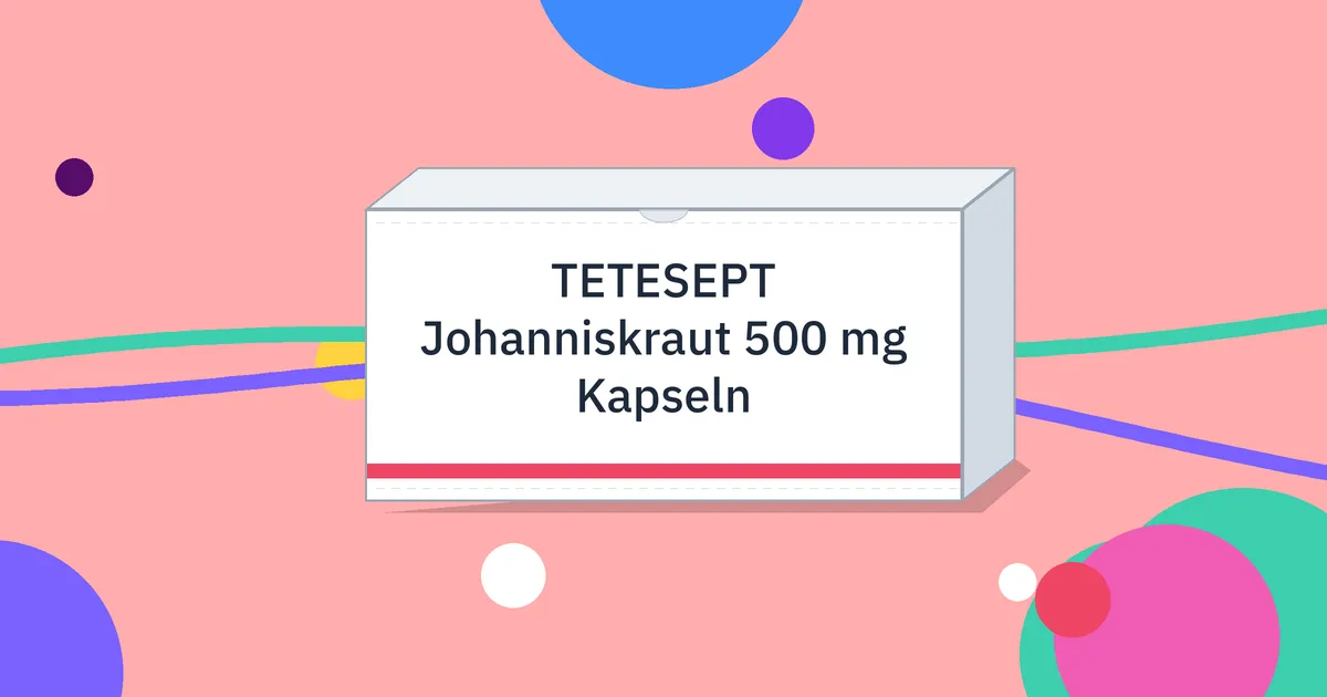 Symbolbild: Packung mit der Aufschrift TETESEPT Johanniskraut 500 mg Kapseln (PZN 18248031) – Verfügbarkeit und Bezug in Apotheken in Frankfurt am Main