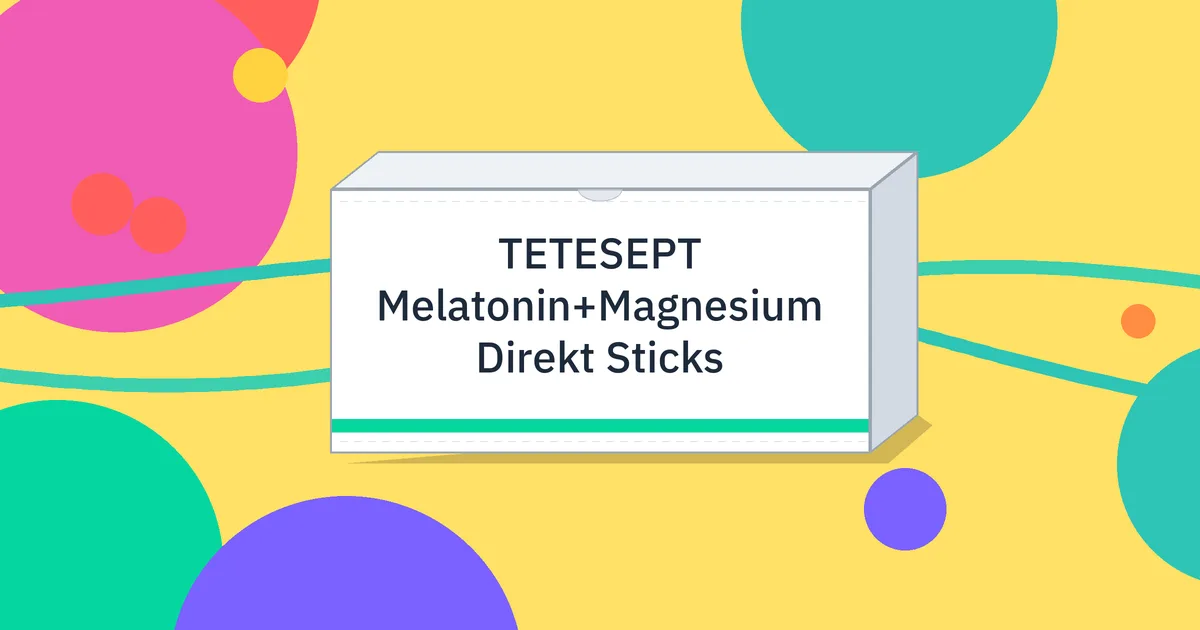 Symbolbild: Packung mit der Aufschrift TETESEPT Melatonin+Magnesium Direkt Sticks (PZN 18049573) – Verfügbarkeit und Bezug in Apotheken in Frankfurt am Main