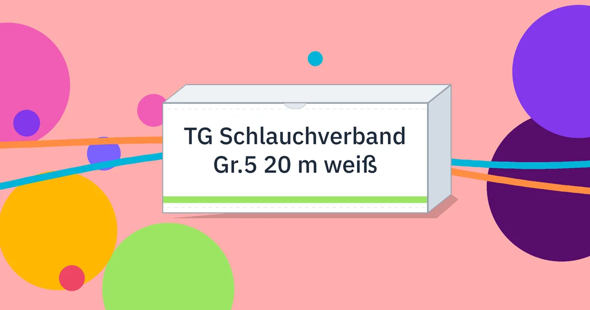 Symbolbild: Packung mit der Aufschrift TG Schlauchverband Gr.5 20 m weiß (PZN 19831293) – Verfügbarkeit und Bezug in Apotheken in Frankfurt am Main