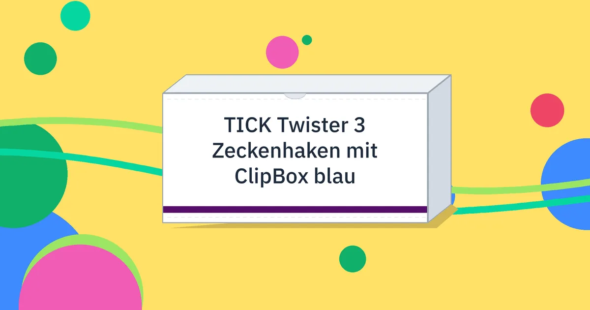 Symbolbild: Packung mit der Aufschrift TICK Twister 3 Zeckenhaken mit ClipBox blau (PZN 19469656) – Verfügbarkeit und Bezug in Apotheken in Frankfurt am Main