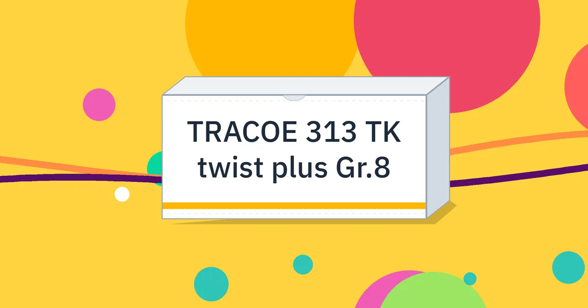 Symbolbild: Packung mit der Aufschrift TRACOE 313 TK twist plus Gr.8 (PZN 06831877) – Verfügbarkeit und Bezug in Apotheken in Frankfurt am Main