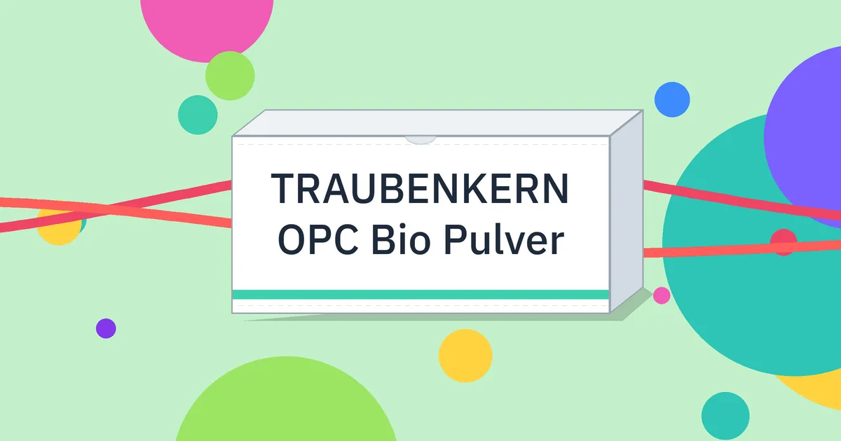 Symbolbild: Packung mit der Aufschrift TRAUBENKERN OPC Bio Pulver (PZN 10980258) – Verfügbarkeit und Bezug in Apotheken in Frankfurt am Main