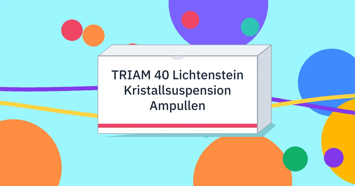 Symbolbild: Packung mit der Aufschrift TRIAM 40 Lichtenstein Kristallsuspension Ampullen (PZN 04692756) – Verfügbarkeit und Bezug in Apotheken in Frankfurt am Main