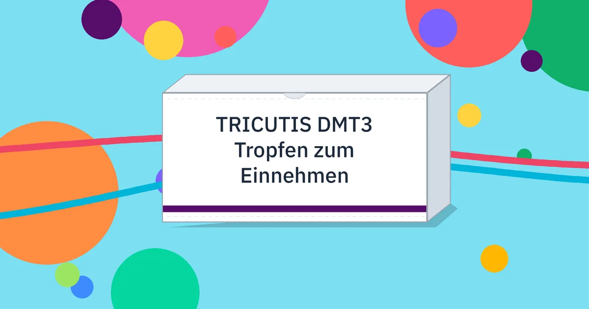 Symbolbild: Packung mit der Aufschrift TRICUTIS DMT3 Tropfen zum Einnehmen (PZN 16142587) – Verfügbarkeit und Bezug in Apotheken in Frankfurt am Main