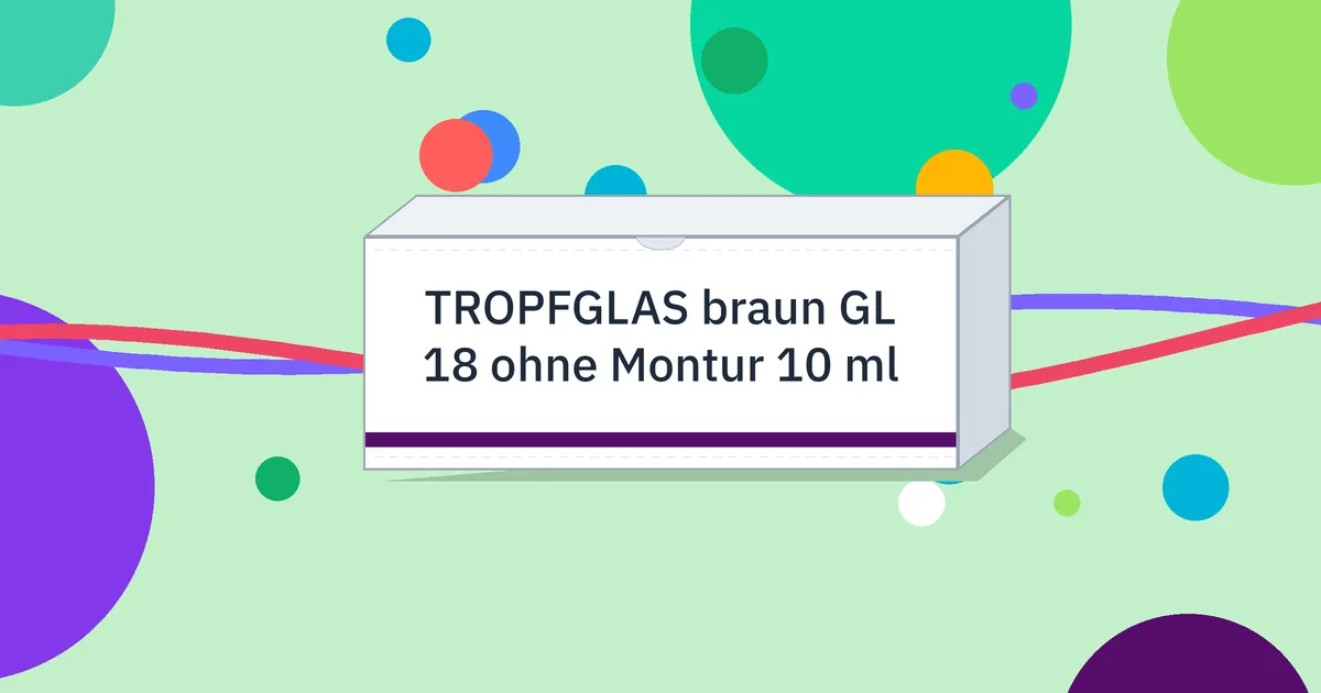 Symbolbild: Packung mit der Aufschrift TROPFGLAS braun GL 18 ohne Montur 10 ml (PZN 17543271) – Verfügbarkeit und Bezug in Apotheken in Frankfurt am Main