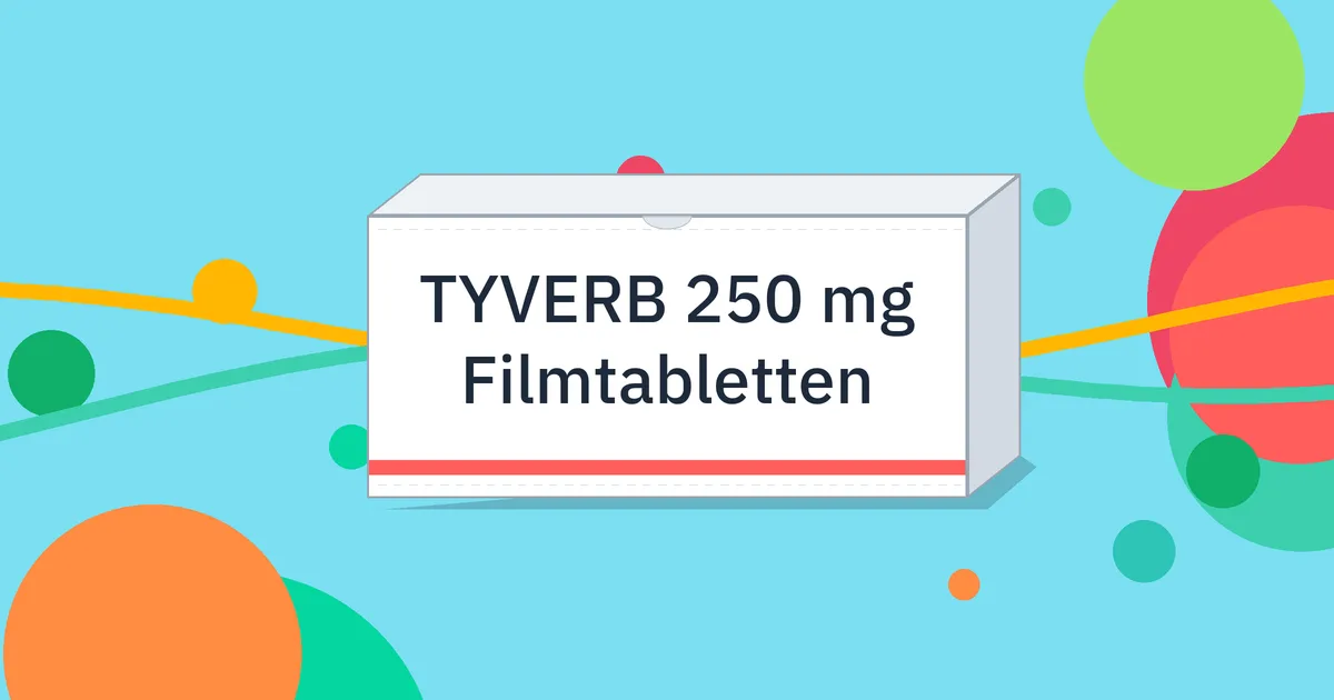 Symbolbild: Packung mit der Aufschrift TYVERB 250 mg Filmtabletten (PZN 19513067) – Verfügbarkeit und Bezug in Apotheken in Frankfurt am Main