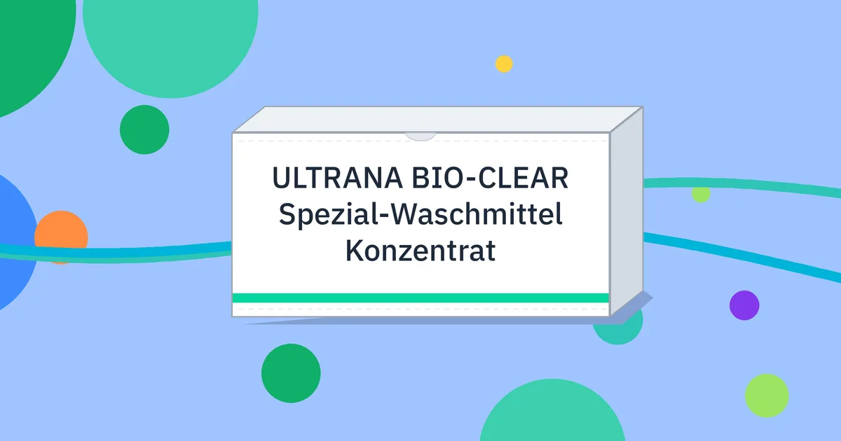Symbolbild: Packung mit der Aufschrift ULTRANA BIO-CLEAR Spezial-Waschmittel Konzentrat (PZN 17931671) – Verfügbarkeit und Bezug in Apotheken in Frankfurt am Main