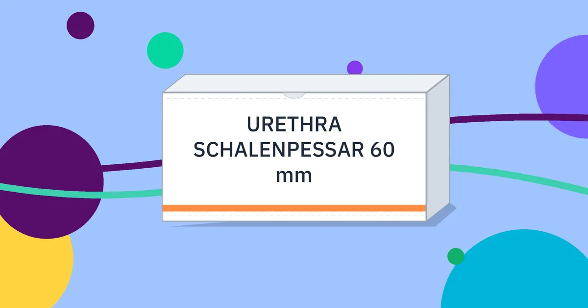 Symbolbild: Packung mit der Aufschrift URETHRA SCHALENPESSAR 60 mm (PZN 07279927) – Verfügbarkeit und Bezug in Apotheken in Frankfurt am Main