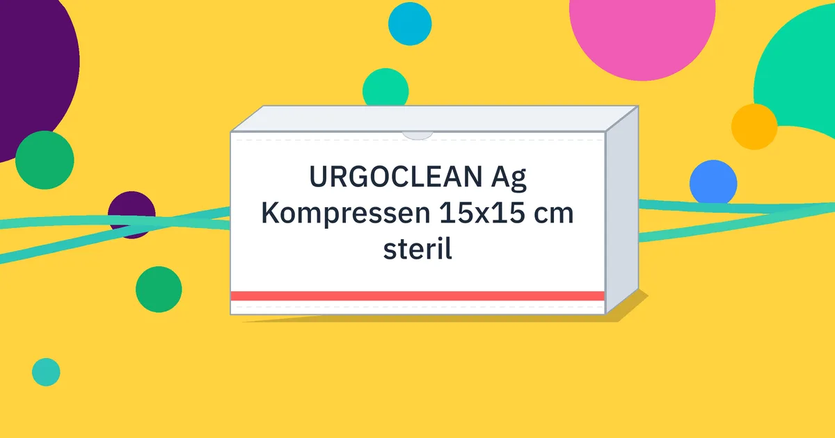 Symbolbild: Packung mit der Aufschrift URGOCLEAN Ag Kompressen 15x15 cm steril (PZN 18730532) – Verfügbarkeit und Bezug in Apotheken in Frankfurt am Main