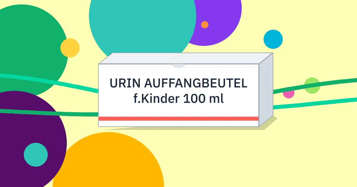 Symbolbild: Packung mit der Aufschrift URIN AUFFANGBEUTEL f.Kinder 100 ml (PZN 00225147) – Verfügbarkeit und Bezug in Apotheken in Frankfurt am Main