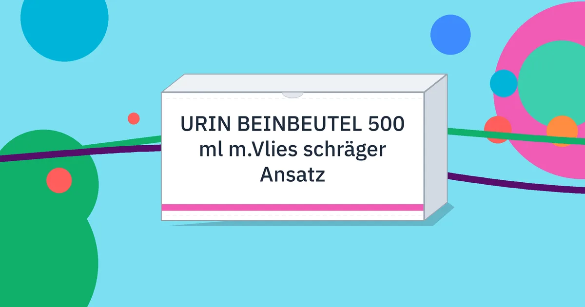 Symbolbild: Packung mit der Aufschrift URIN BEINBEUTEL 500 ml m.Vlies schräger Ansatz (PZN 08866495) – Verfügbarkeit und Bezug in Apotheken in Frankfurt am Main