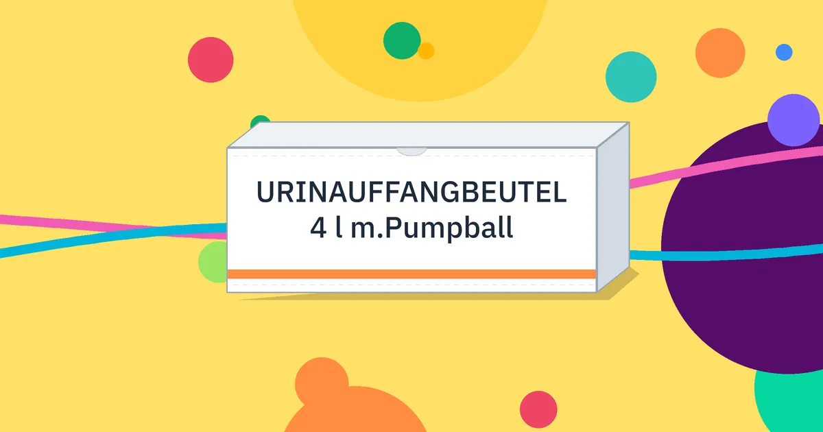 Symbolbild: Packung mit der Aufschrift URINAUFFANGBEUTEL 4 l m.Pumpball (PZN 20548935) – Verfügbarkeit und Bezug in Apotheken in Frankfurt am Main