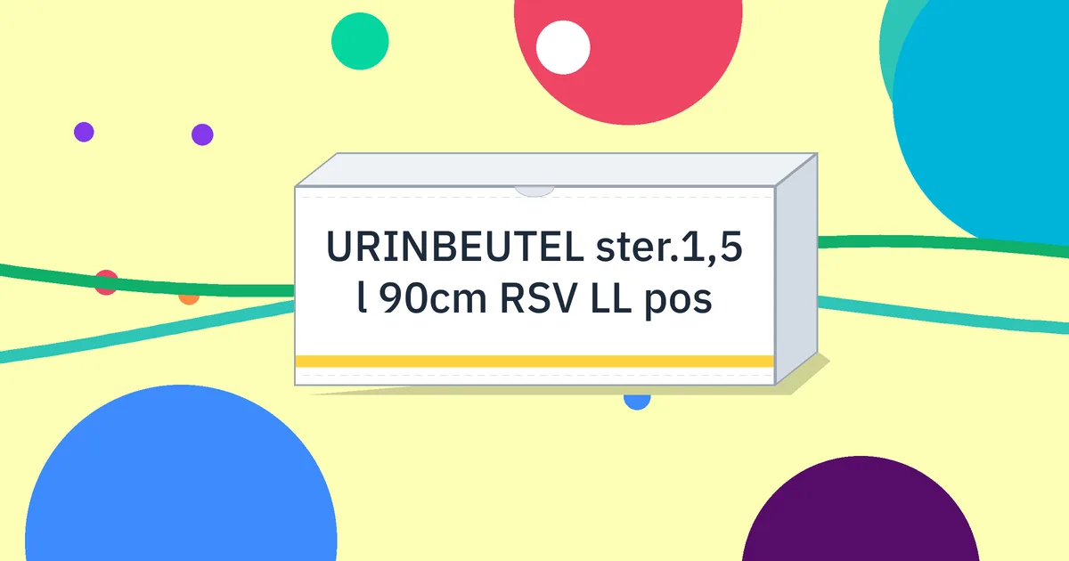 Symbolbild: Packung mit der Aufschrift URINBEUTEL ster.1,5 l 90cm RSV LL pos (PZN 17488968) – Verfügbarkeit und Bezug in Apotheken in Frankfurt am Main