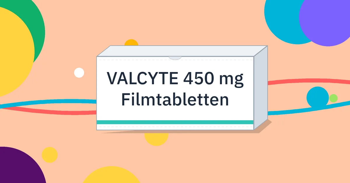 Symbolbild: Packung mit der Aufschrift VALCYTE 450 mg Filmtabletten (PZN 01166760) – Verfügbarkeit und Bezug in Apotheken in Frankfurt am Main