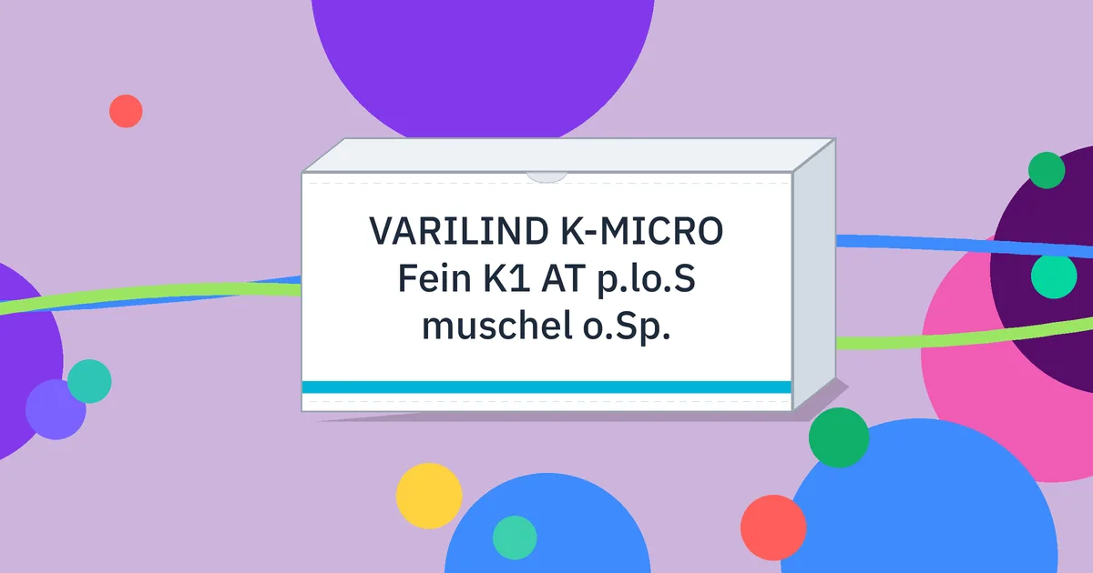 Symbolbild: Packung mit der Aufschrift VARILIND K-MICRO Fein K1 AT p.lo.S muschel o.Sp. (PZN 20553072) – Verfügbarkeit und Bezug in Apotheken in Frankfurt am Main