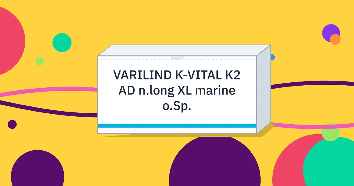 Symbolbild: Packung mit der Aufschrift VARILIND K-VITAL K2 AD n.long XL marine o.Sp. (PZN 20568004) – Verfügbarkeit und Bezug in Apotheken in Frankfurt am Main